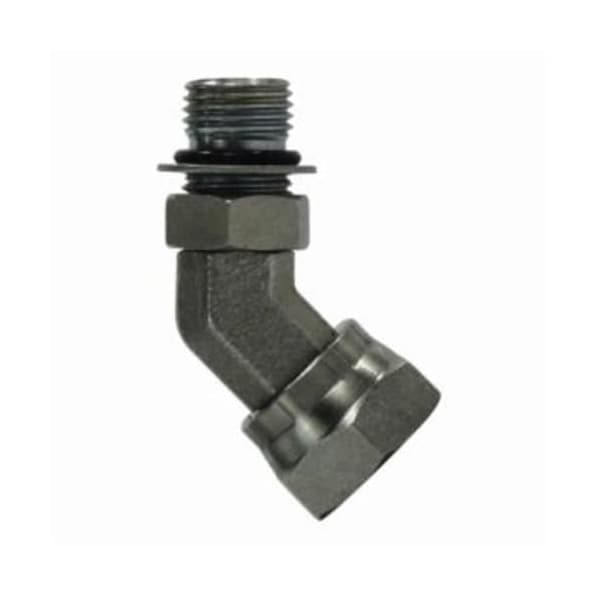Midland Metal Swivel Adapter, 3416 x 12 Nominal, Male ORing Boss x Female NPSM, 45 deg, 3600 psi ...